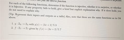 solved for each of the following functions determine if the