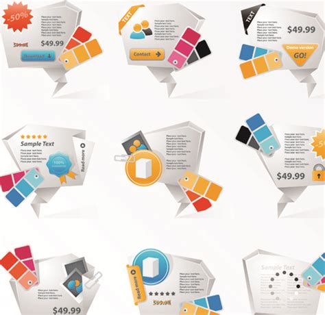 origami website dialog box elements vector vectors graphic art designs