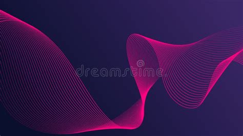 Abstract Pink Waves On Dark Blue Background With Flowing Curved Lines Stock Illustration