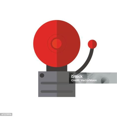화재 경고 보안 벽 벨 버튼 피난 보호 푸시 벡터 일러스트 레이 션에 대 한 Alarmon 벽 건축물에 대한 스톡 벡터 아트 및