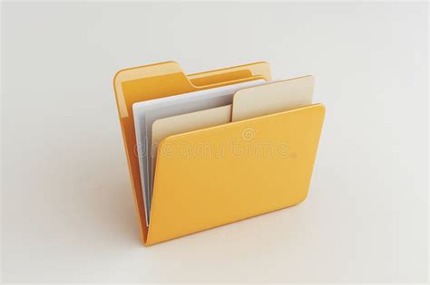A 3d Render Of A Yellow File Folder With Documents Stock Illustration