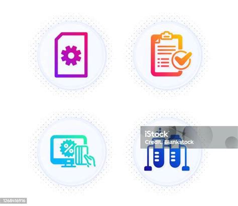 온라인 쇼핑 파일 관리 및 설문조사 체크리스트 아이콘 집합입니다 화학 비커 기호 벡터 가격에 대한 스톡 벡터 아트 및 기타 이미지 가격 과학 교육 Istock