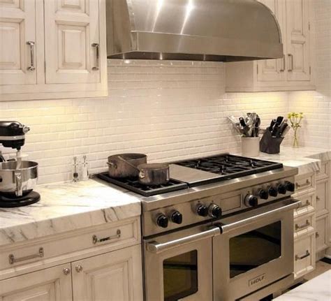 White Cabinets Travertine Backsplash Beautiful Kitchens