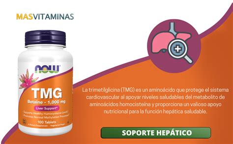 Now Foods | TMG 1000 Mg, 100 tablets : Amazon.com.mx: Salud y Cuidado ...