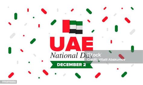 아랍에미리트의 국경일 국가 행복 한 휴일 12 월 2 에서 매년 경축 Uae 플래그입니다 애국 적인 요소 포스터 카드 배너 및 배경 벡터 일러스트레이션 12월에 대한 스톡