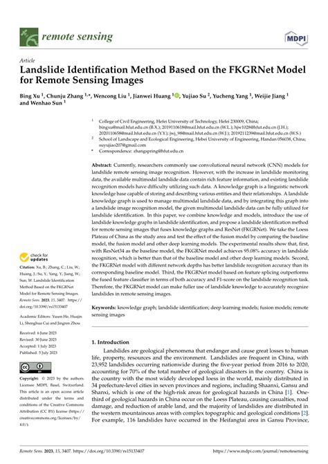 Pdf Landslide Identification Method Based On The Fkgrnet Model For