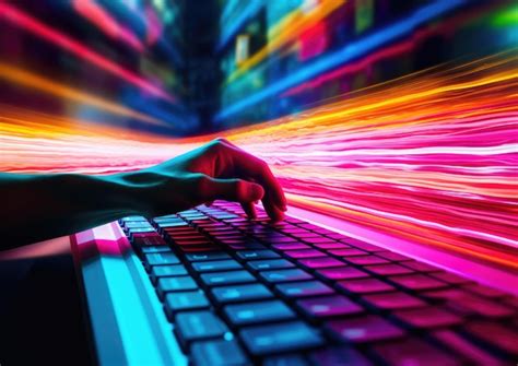 Premium Ai Image A Timelapse Shot Of A Persons Hand Typing Rapidly On A Keyboard With Motion
