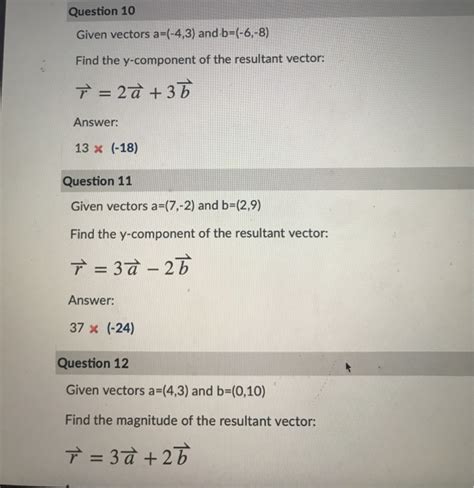 solved question 10 given vectors a 4 3 and b 6 8 find