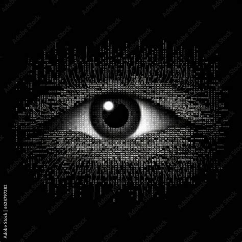 Ascii Style And Minimal Style Black Background With Visible Eye Stock Illustration Adobe Stock
