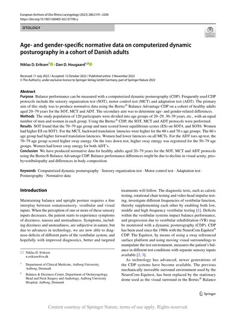 Age And Gender Specific Normative Data On Computerized Dynamic