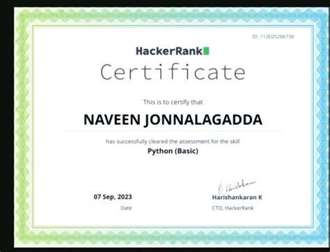 Naveen Jonnalagadda On Linkedin Pythoncertified Hackerrank