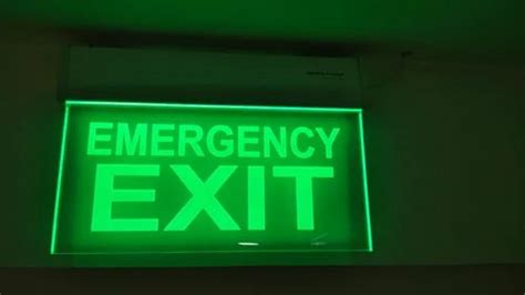 Acrylic Rectangular Emergency Exit Signage Board Light Board Thickness 8 Mm Dimensions 185 X