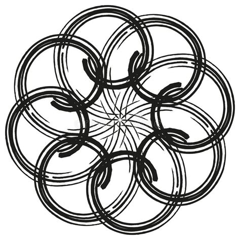 Geometric Abstract Pattern Circular Overlapping Rings Hand Drawn Black Circles Vector Design