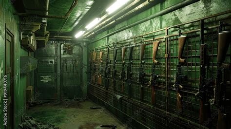 Armory Weapon Storage Cage Guns Underground Jungle Bunker