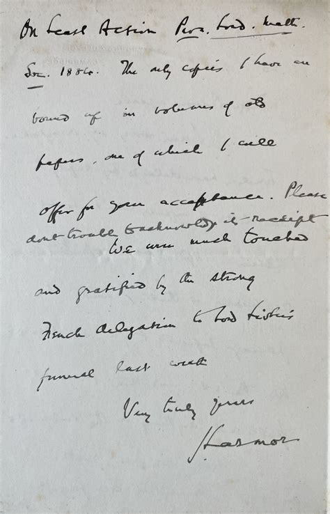 Lettre Du Mathématicien Irlandais Joseph Larmor à Paul Appell Traces