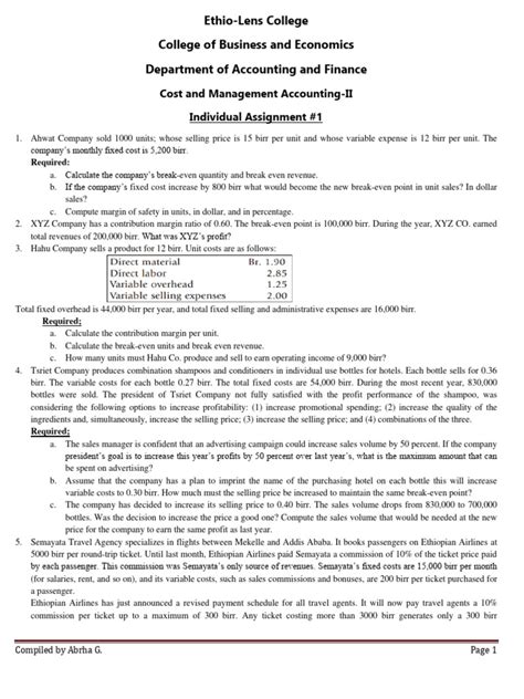 Cost And Management Accounting Assignments Pdf Business Marketing