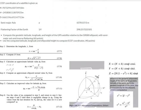 Solved ECEF Coordinates Of A Satellite Is Given As Chegg Com