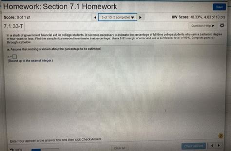 Solved Homework Section 7 1 Homework Save Score 0 Of 1 Pt