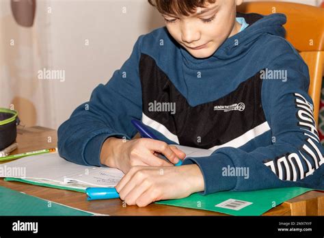 Symbol Image School Fifth Grader Doing His Homework Model Released
