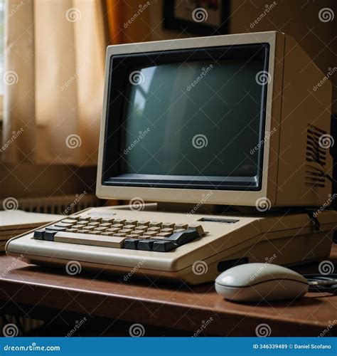 A Vintage Personal Computer With Retro Crt Monitor And Floppy Disk System Stock Illustration