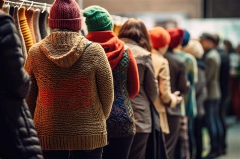 Premium Photo Queue Lot Of People In The Craft Fair Soncept Craft Fair Preparation Crowd