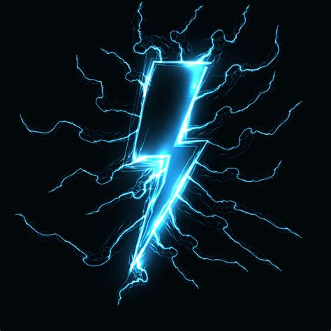 Blue Power Symbol Electric Glow Realistic Lightning Poster Bolt Energy And Electricity Vector
