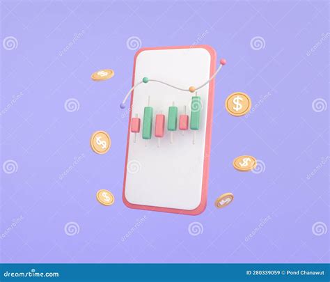 3d Render Trading Stock With Coin On Mobile Economics Finance