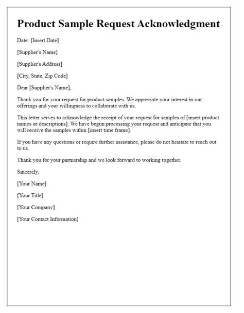 Letter Template For Confirming Product Sample Request Free Samples In Pdf Letterin