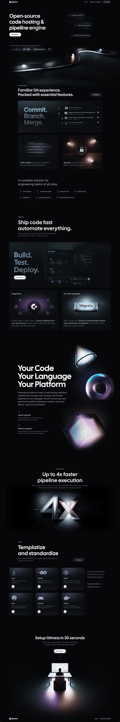 gitness page saas landing page