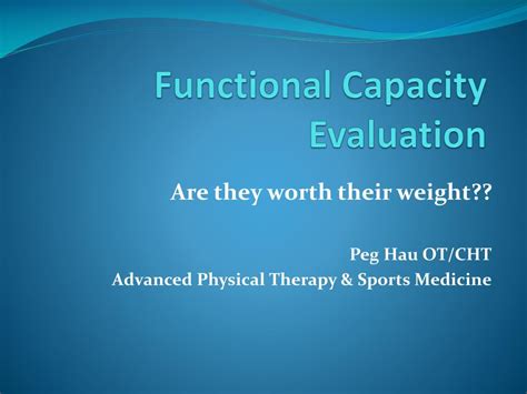 Ppt Functional Capacity Evaluation Powerpoint Presentation Free Download Id6656733