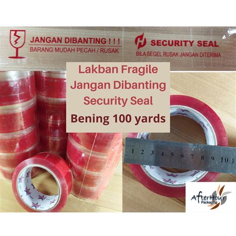 Jual Lakban Fragile Jangan Dibanting Security Seal Bening 100 Yards Shopee Indonesia