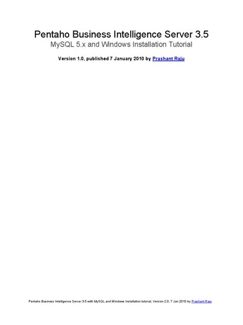 Pentaho Bi Server 3 5 Mysql Win Pdf My Sql Command Line Interface