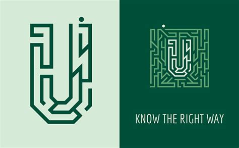 U 편지의 미로 회사의 기업 정체성에 대 한 크리에이 티브 기호 편지 미국 상징 하는 미로 오른쪽 경로 솔루션의 선택 컨설팅