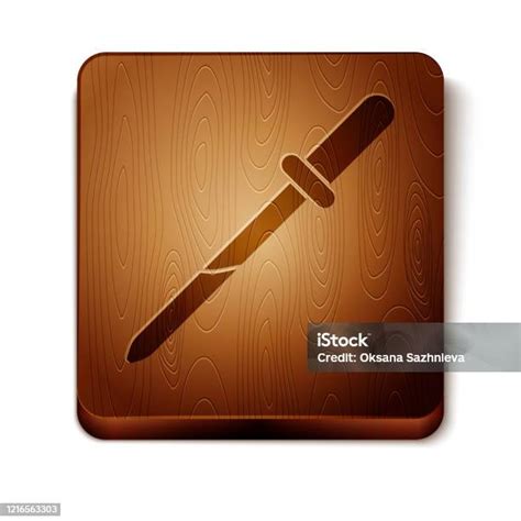 흰색 배경에 격리 된 갈색 파이펫 아이콘입니다 의료 화학 실험실 장비의 요소 의학 기호입니다 나무 사각형 버튼입니다 벡터 일러스트레이션 건강관리와 의술에 대한 스톡 벡터
