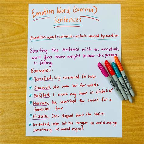 Super Sentence Structures Emotion Word Comma Sentences High Quality Literacy Lesson