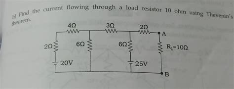 find the current through a load resistor 10 ohm using thevenins theorem