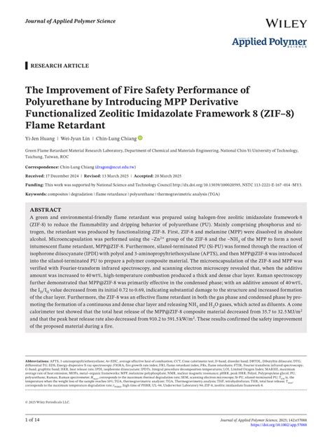 The Improvement Of Fire Safety Performance Of Polyurethane By Introducing Mpp Derivative