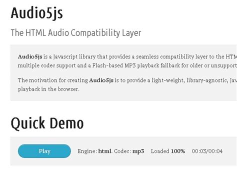 Html5 Audio Compatibility Layer Audio5js Free Jquery Plugins