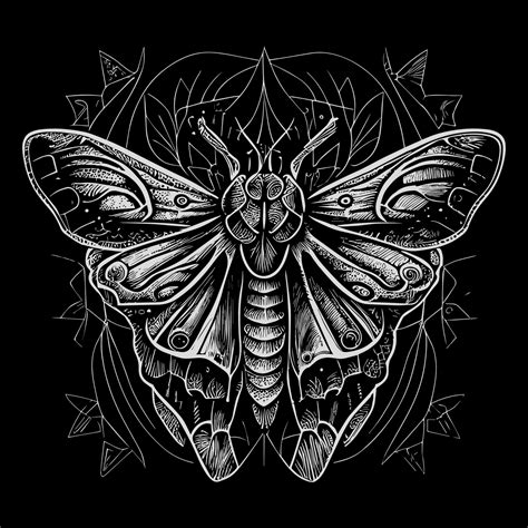 The Deaths Head Moth Illustration In Line Art Is A Strikingly