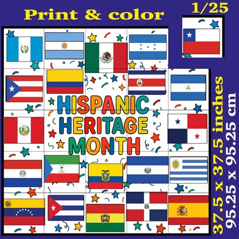 Hispanic Heritage Month Flags Collaborative Poster 21 Spanish Speaking