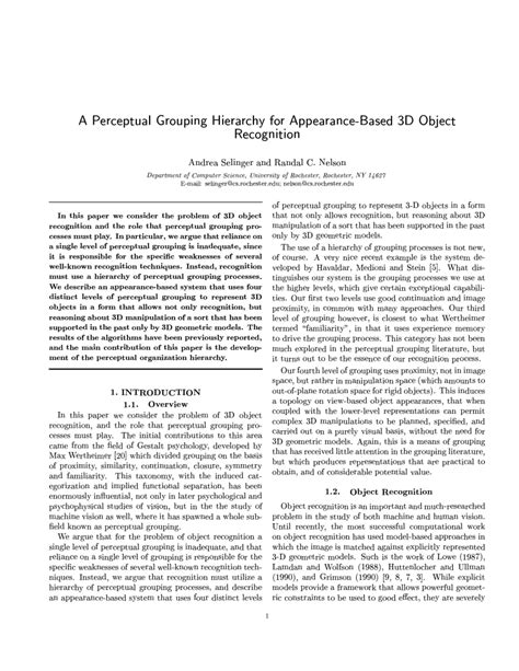 Pdf A Perceptual Grouping Hierarchy For Appearance Based 3d Object