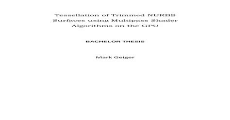 Tessellation Of Trimmed Nurbs Surfaces Using Multipass · 1