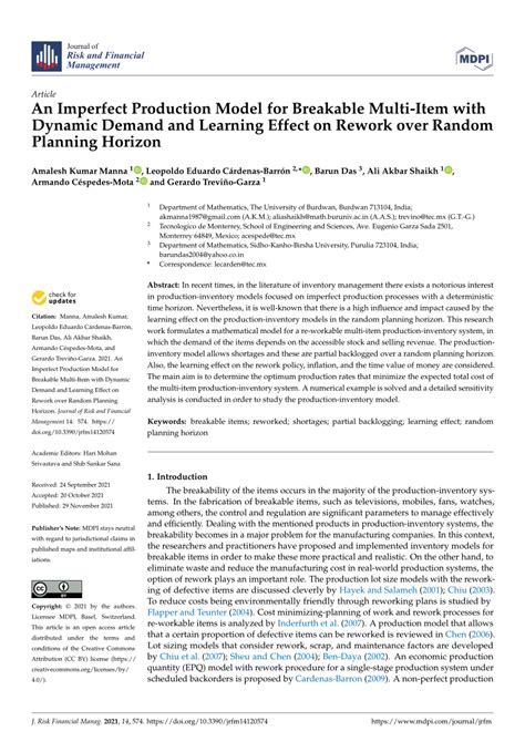 Pdf An Imperfect Production Model For Breakable Multi Item With Dynamic Demand And Learning