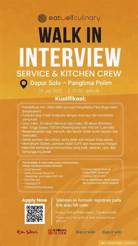 Lokerrestorant Walkinterview Lokerjabodetabek Lokerjakarta Lokerrestoran Lowomgankerja