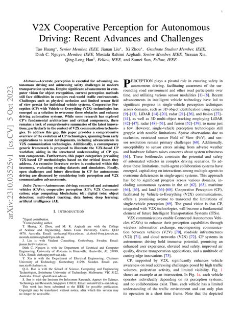 Pdf V2x Cooperative Perception For Autonomous Driving Recent