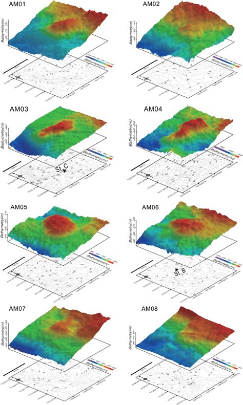 Multibeam Bathymetry Images From The Perspective And Plan Views With