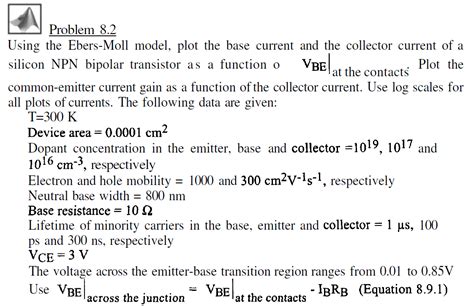 Using The Ebers Moll Model Plot The Base Current And