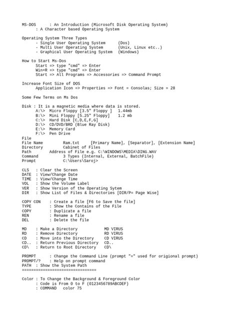 Dos 1 Pdf Operating System Computer File