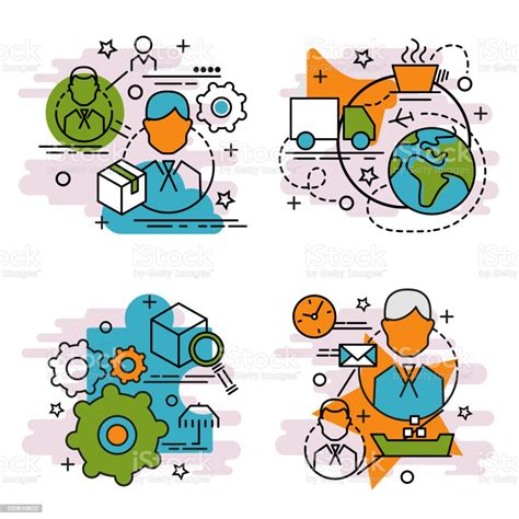 Set Of Outline Icons Of Logistics Stock Illustration Download Image Now Airplane Box