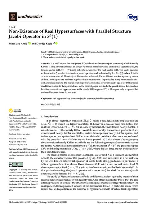Pdf Non Existence Of Real Hypersurfaces With Parallel Structure